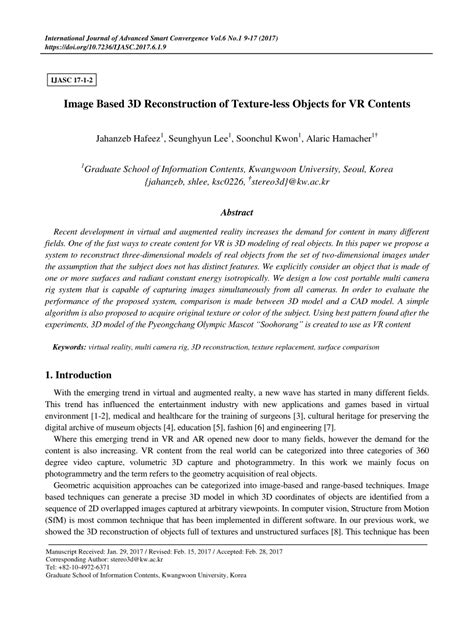 Pdf Image Based 3d Reconstruction Of Texture Less Objects For Vr Contents