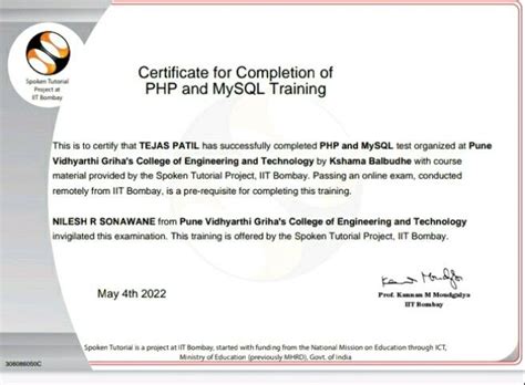 Tejas Patil On Linkedin Php Mysql Spokentutorial Iitbombay Training