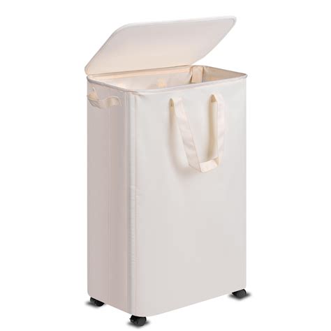 Latitude Run® Slim Laundry Hamper With Lid And Wheels Small Rolling