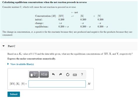 Solved Part B Based On A Kc Value Of And The Given Chegg Com