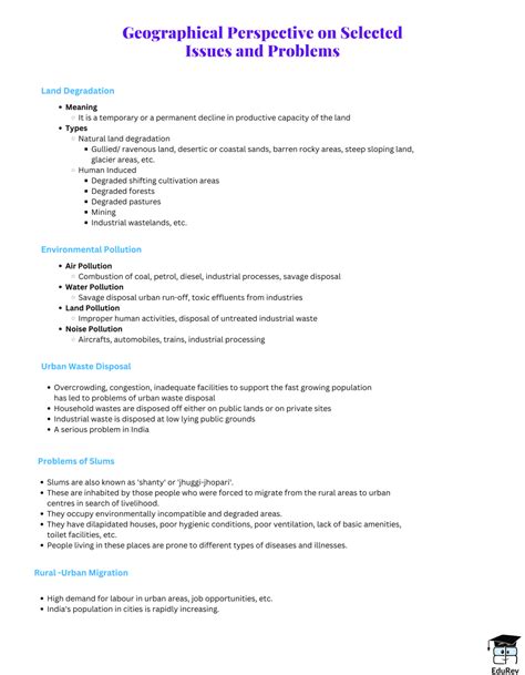 Mind Map Geographical Perspective On Selected Issues And Problems Geography Class 12