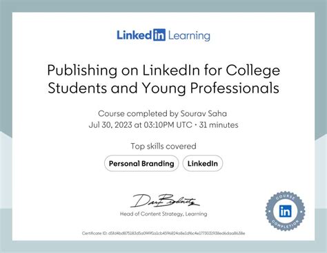 sourav saha on linkedin certificate of completion