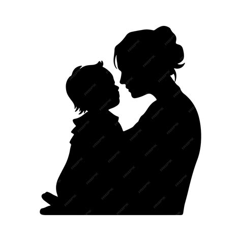 Imagem De Silhueta De Mãe E Filho Vetor Premium