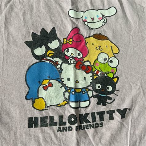 Hello Kitty Mens Pink And Black T Shirt Depop