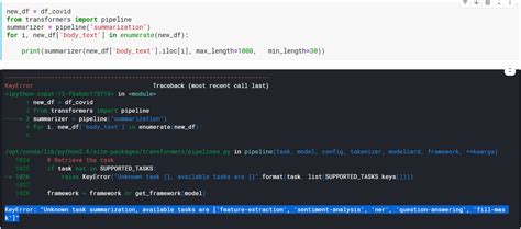 python keyerror unknown task summarization available tasks are