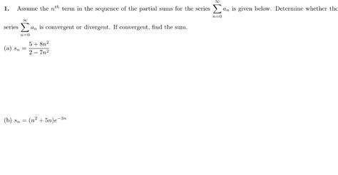 Solved 1 Assume The Nth Term In The Sequence Of The Partial Chegg Com