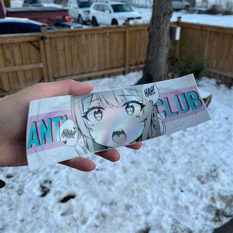 Ahegao Slap Sticker Jdm Anime Girl Eyes Holographic Light Reflective
