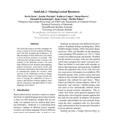 Semlink 20 Chasing Lexical Resources Acl Anthology