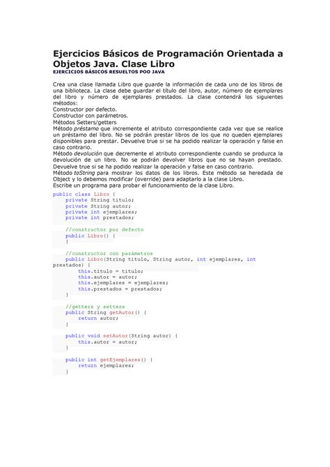 Ejercicios Basicos De Programacion Orientada A Objetos Java Compress
