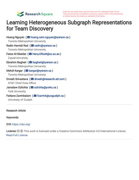 Pdf Learning Heterogeneous Subgraph Representations For Team Discovery