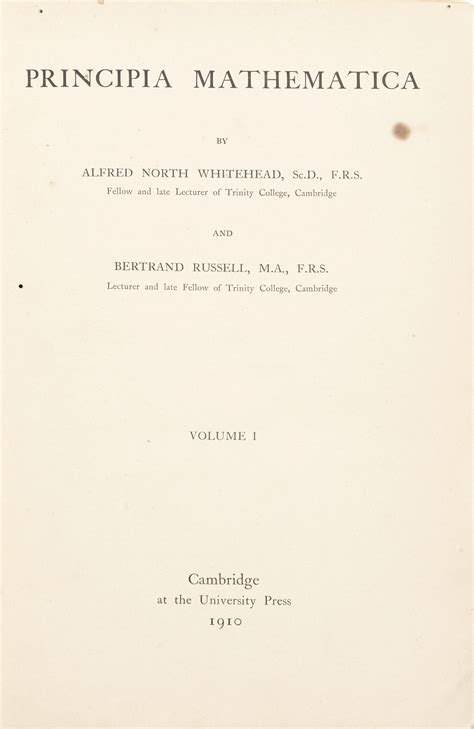 Bonhams Mathematics Whitehead Alfred North And Bertrand Russell Principia Mathematica 3