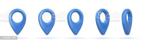 Shiny Blue Realistic Map Pointers Vector Set In Various Angles Web Location Point Pointer 3d