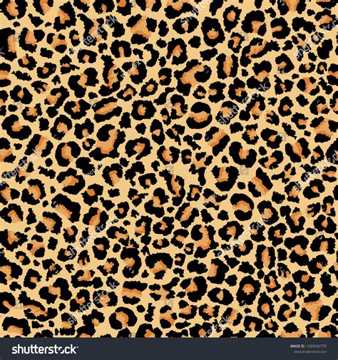 Leopard Pattern Seamless Vector Print Realistic Animal Texture Black