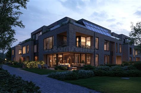 Energy Producing Solar Panels On The Roof Of A Clean Residential House Captured In High