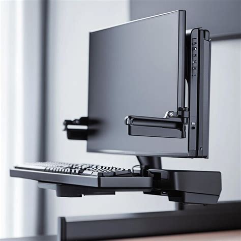 A Closeup Of An Ergonomic Monitor Stand And Adjustable Monitor Arms Premium Ai Generated Image