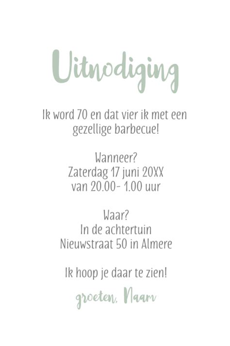 Uitnodiging Met Foto 70 Jaar Met Eigen Foto