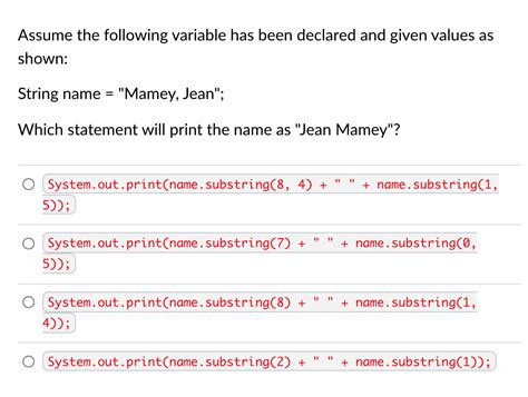 Solved Assume The Following Variable Has Been Declared And Chegg Com
