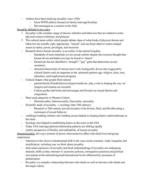 Chapter 8 Sexuality Textbook Notes Essentials Of Cultural Anthropology A Toolkit For A