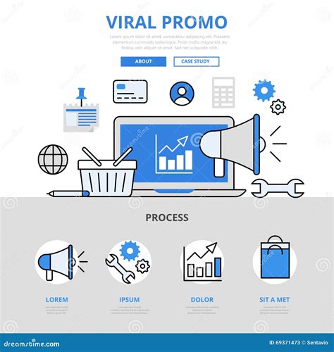 Digital Marketing Viral Promo Promotion Concept Flat Line Art Vector Icons Stock Vector