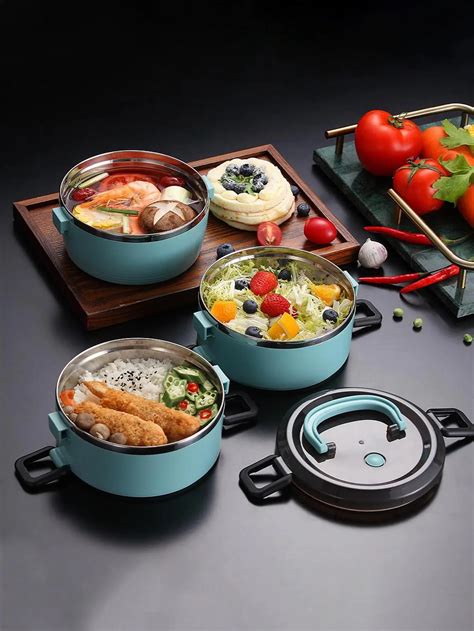 티스푼 세트 Worthbuy 여성용 스테인레스 스틸 다층 봉인 된 도시락 상자 어린이 학교 티몬