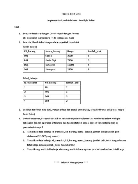 Tugas 1 Kombinasi Multiple Table Pdf