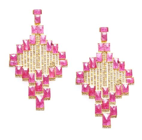 Coomi Mozambique Ruby Tiled Earrings