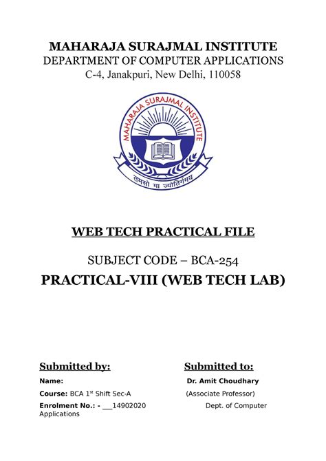 Web Tech Practical File Index Part I MAHARAJA SURAJMAL INSTITUTE DEPARTMENT OF COMPUTER Studocu