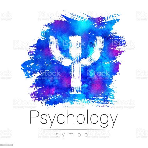 심리학의 현대 상징 편지 Psi 크리에이티브 스타일 파란색 페인트 아트 수채화 브러시 백그루드에 기호 타입 디자인 컨셉 브랜드 회사 웹 인쇄 카드에 대한 기호입니다 흰색으로