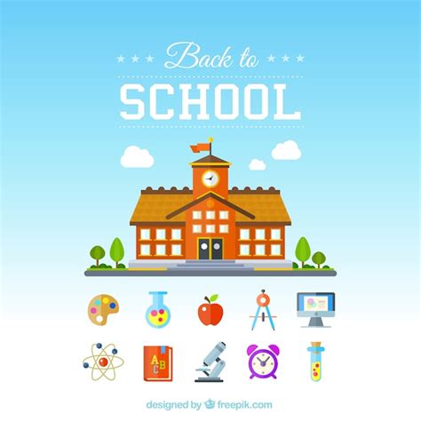 학교 요소로 돌아 가기 무료 벡터