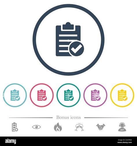 Note Done Flat Color Icons In Round Outlines 6 Bonus Icons Included Stock Vector Image And Art