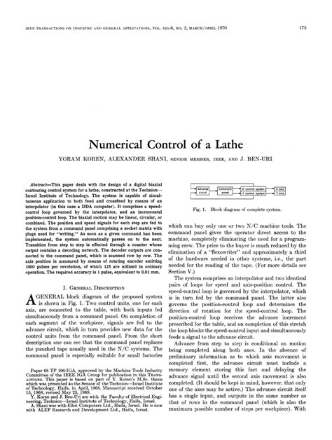 Pdf Numerical Control Of A Lathe
