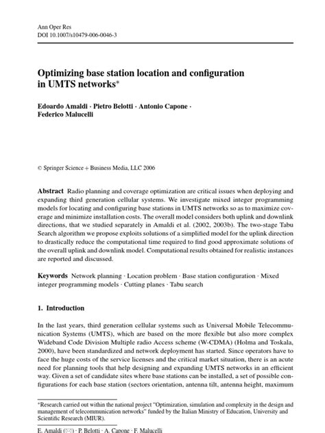 Optimizing Base Station Location And Configuration In Umts Networks