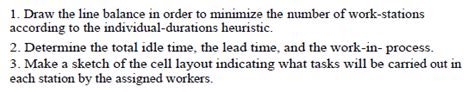 Solved A Product Will Be Manufactured In A U Shaped Cell