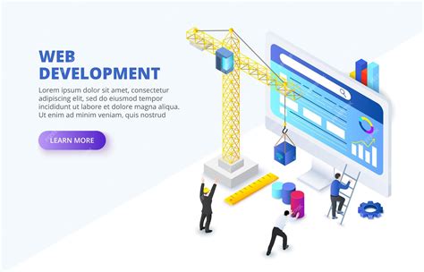 Premium Vector Isometric Concept With Character Team At Project Development Template For Developer
