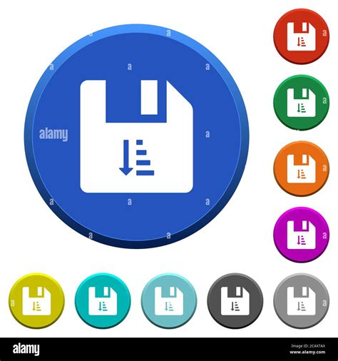 Ascending File Sort Round Color Beveled Buttons With Smooth Surfaces