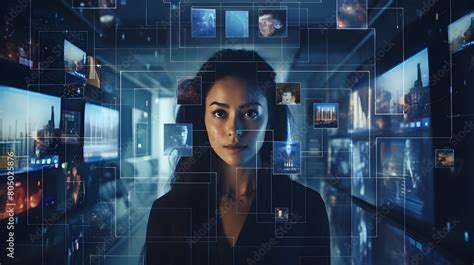A Virtual Assistant Interface With Dynamic Holographic Displays Stock