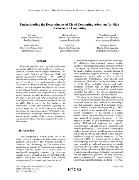 Pdf Understanding The Determinants Of Cloud Computing Adoption For High Performance Computing