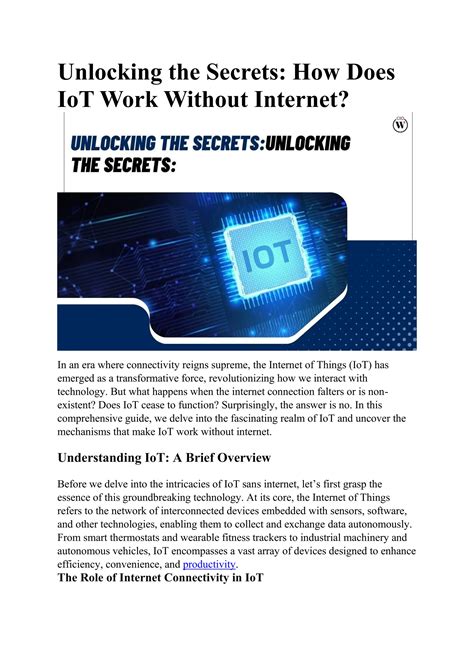 Unlocking The Secrets How Does IoT Work Without Internet CIO Women Magazine PDF