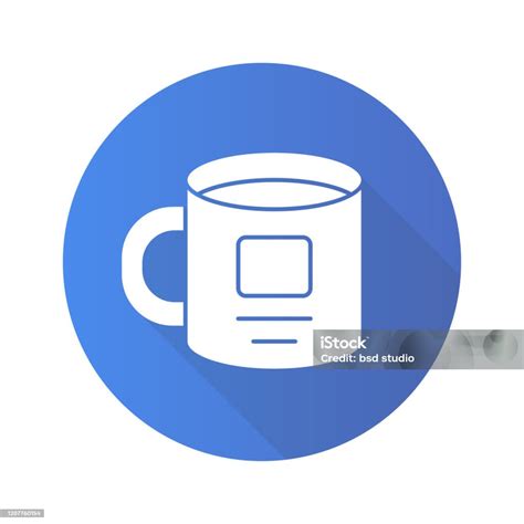 개인 컵 플랫 디자인 긴 그림자 문표 아이콘입니다 세라믹 기구 벡터 실루엣 그림입니다 그릇 사무직 근로자 음료 식기 액세서리와