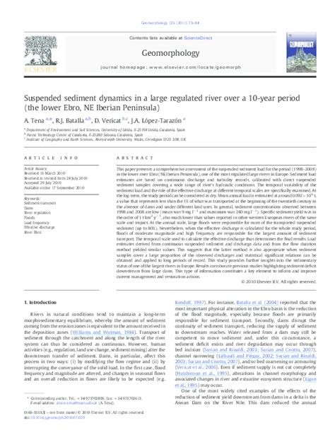 Pdf Suspended Sediment Dynamics In A Large Regulated River Over A 10 Year Period The Lower