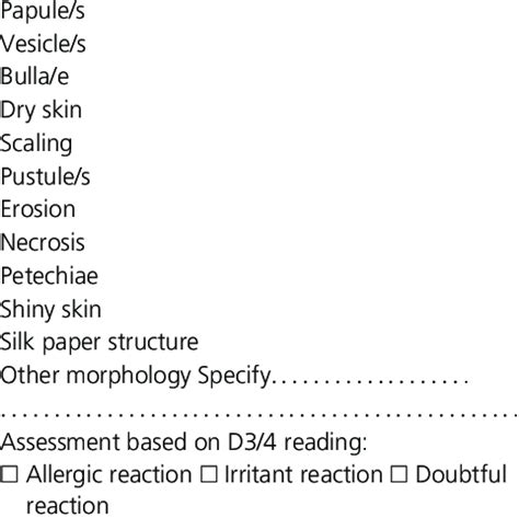 Protocol Used Whenever There Was A Patch Test Reaction To Any Of The 12 Download Scientific