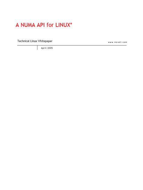 A Numa Api For Linux Novell 2005 Pdf Central Processing Unit Computer Engineering