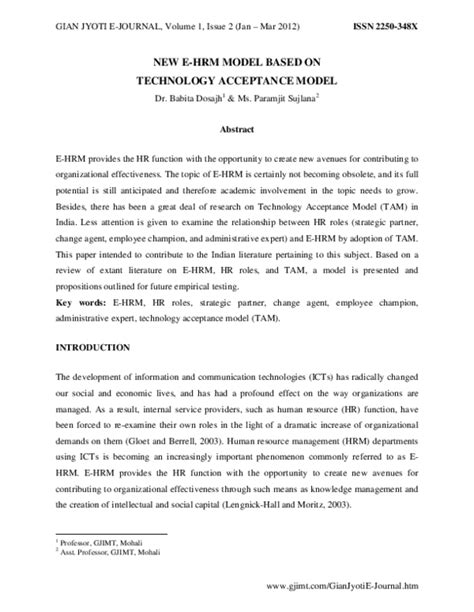 Pdf New E Hrm Model Based On Technology Acceptance Model