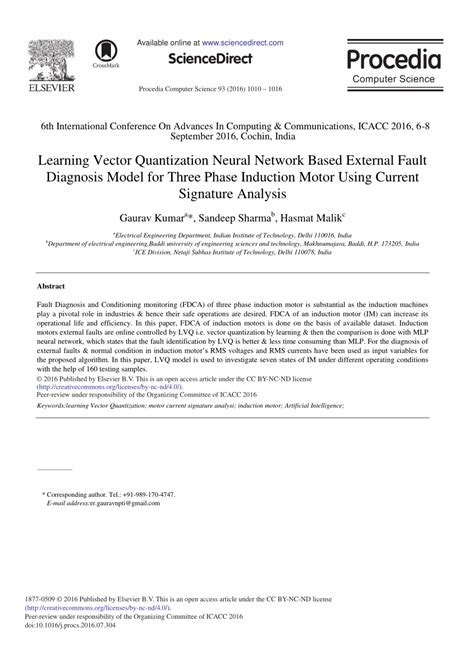 Pdf Learning Vector Quantization Neural Network Based External Fault Diagnosis Model For Three