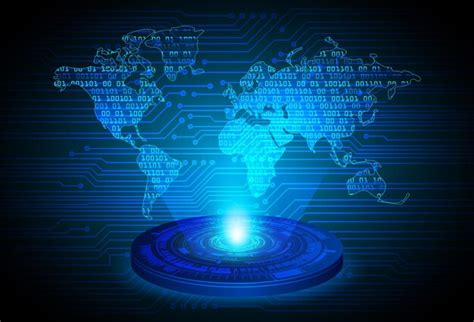 세계 바이너리 회로 보드 미래 기술 블루 허드 사이버 보안 개념 배경 프리미엄 벡터