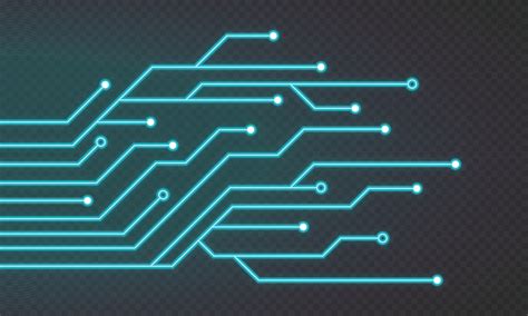 Glowing Blue Neon Circuit Board Lines Abstract Technology Neon Circuit Board Digital Circuit