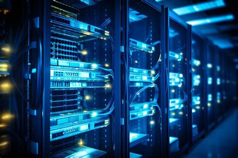 Premium AI Image Network Switches And Routers In Server Room