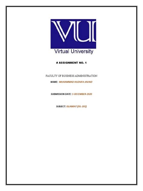 Vu Assignment No1 Islamiat Pdf Muhammad Prophets And Messengers