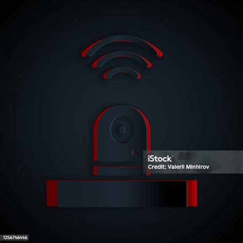 종이 절단 스마트 보안 카메라 아이콘 검은 배경에 격리 무선 연결과 사물 인터넷 개념 종이 아트 스타일 벡터 3차원 형태에 대한 스톡 벡터 아트 및 기타 이미지 Istock