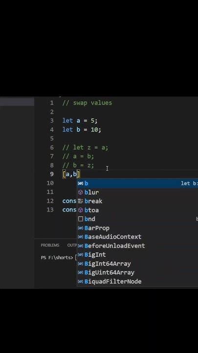 javascript swapping values shorts youtube